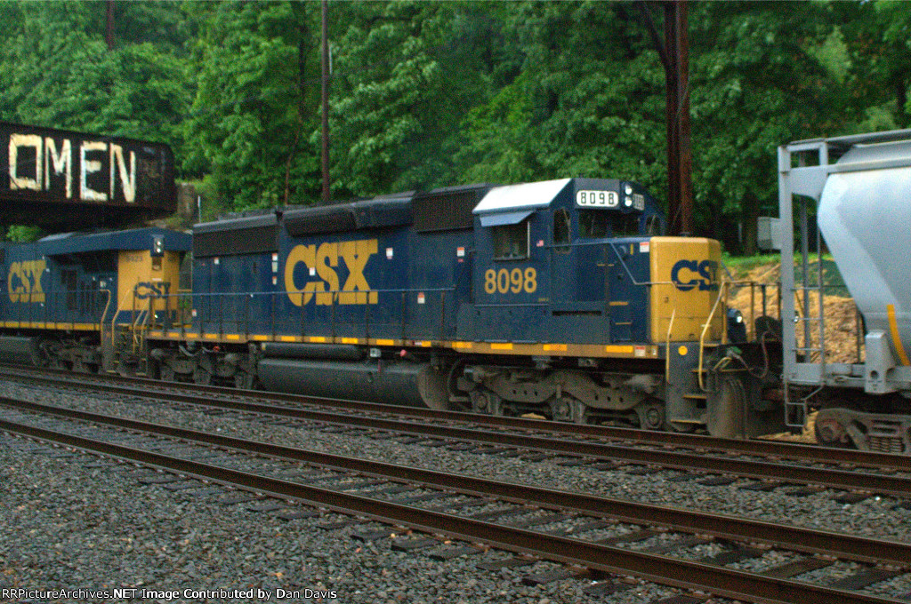 CSX SD40-2 8098 trails on Q438-31